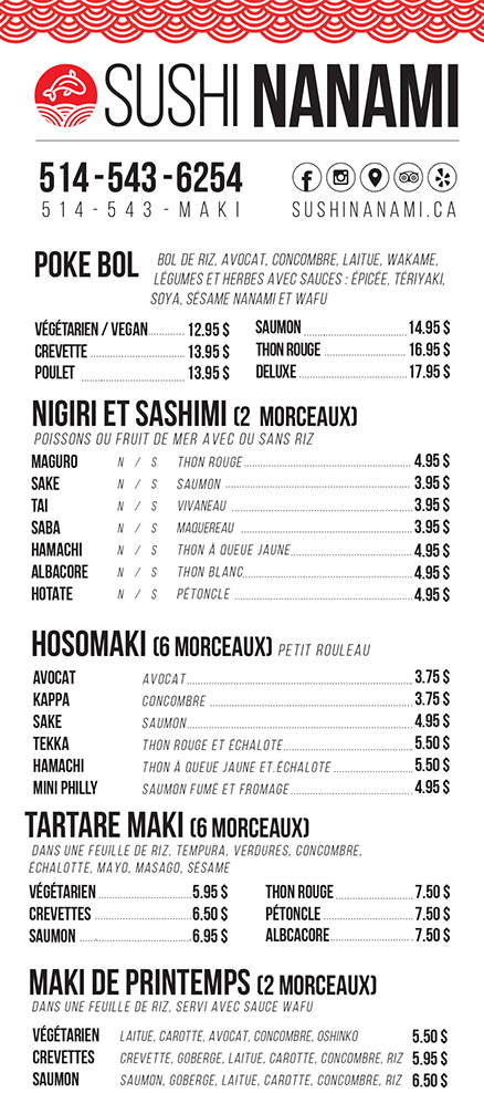 Menu - Sushi Nanami