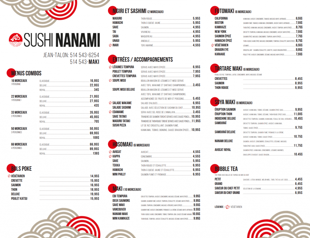 Menu - Sushi Nanami
